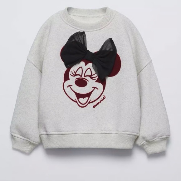 Zara | Shirts & Tops | Zara X Disney Minnie Mouse Tulle Bow Sweatshirt ...